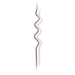 12PK ROSE GOLD CURLY CANDLES WITH HOLDERS