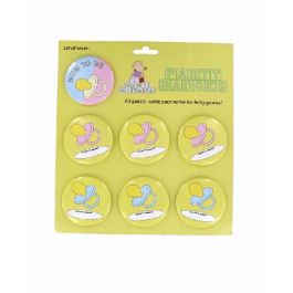 (7) PERSONALISED BABY SHOWER BADGES