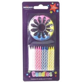 36PC PARTY CANDLES AND HOLDERS SET 6S
