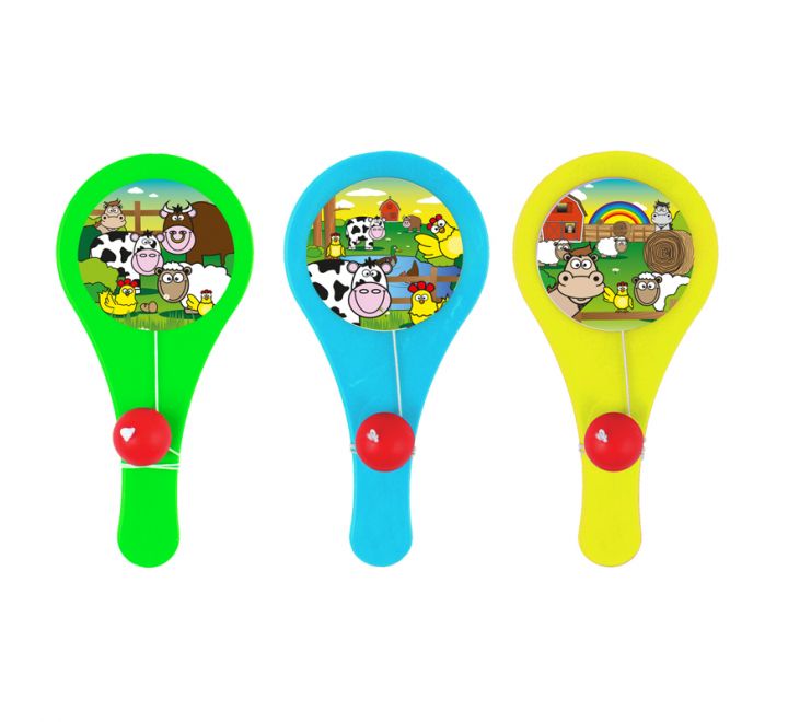 12cm FARM ANIMALS PADDLE BAT AND BALL 96S