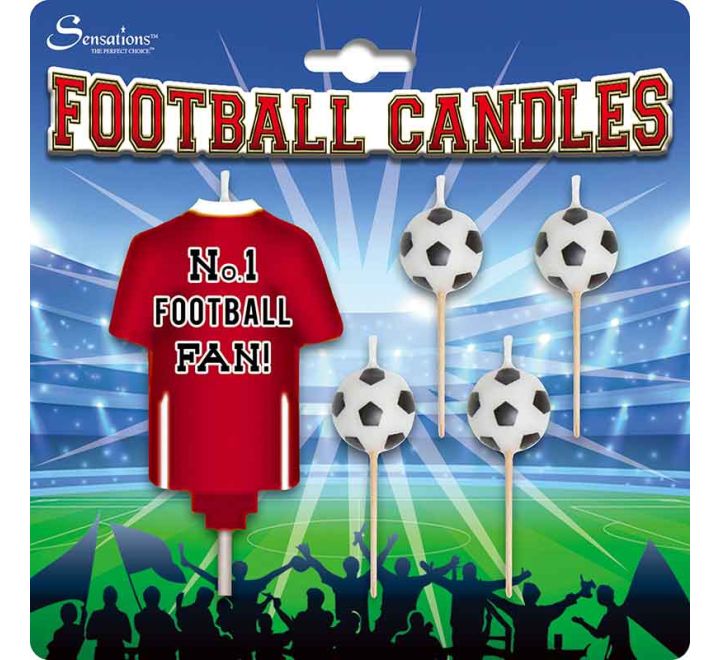 RED AND WHITE FOOTBALL CANDLES 6S