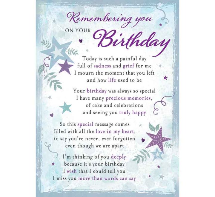 C35 REMEMBERING YOU ON YOUR BIRTHDAY MEMORIAL CARD 6S