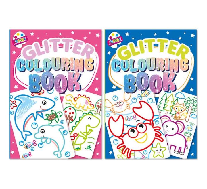 2ASST GLITTER COLOURING BOOK