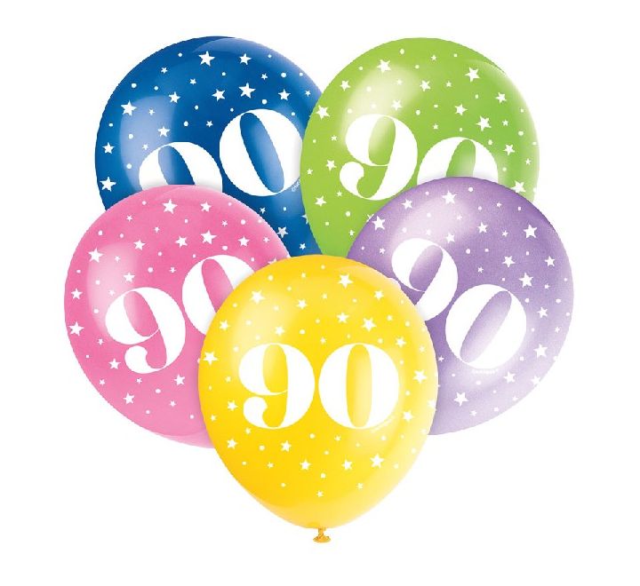 (5) 12IN NUMBER 90 BALLOONS